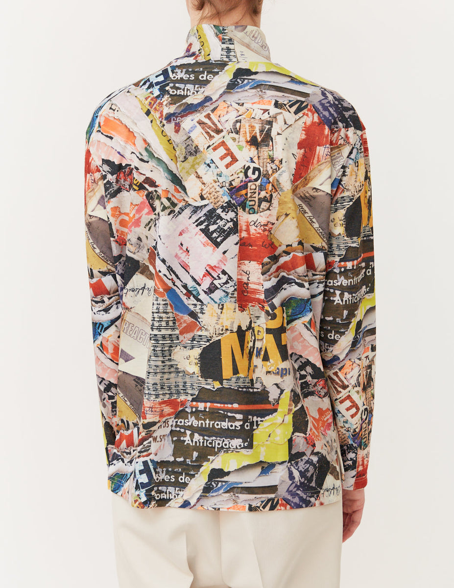 PRINT RAISED NECK LONG SLEEVE PULLOVER collage – m's braque